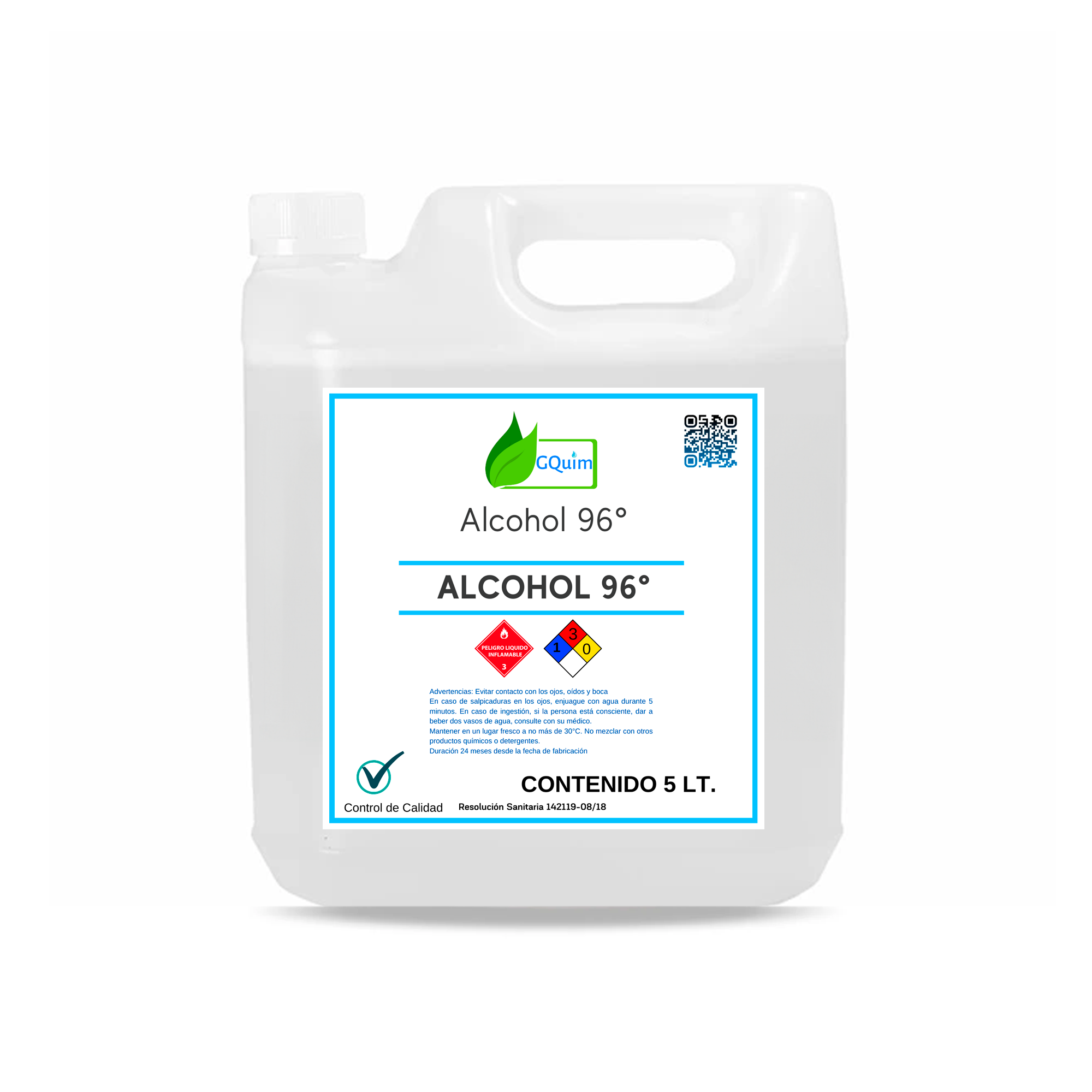 Alcohol Desnaturalizado 96° puro 5 LT