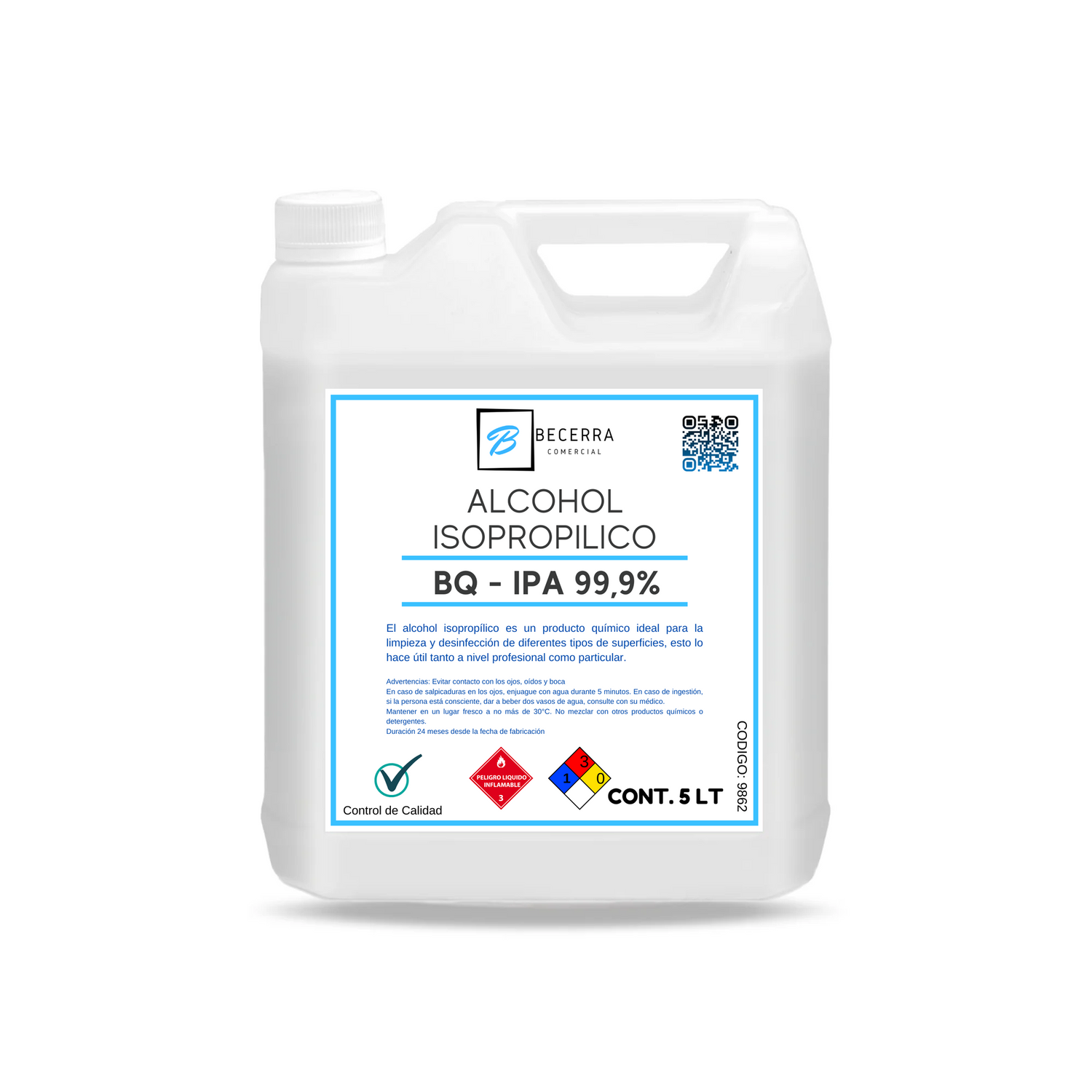 Alcohol Isopropílico IPA 99,9% Puro 5 Lt | Greenquim