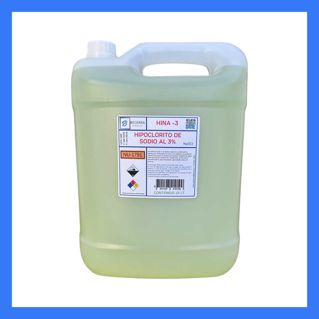 Hipoclorito de Sodio 3% 10 LT