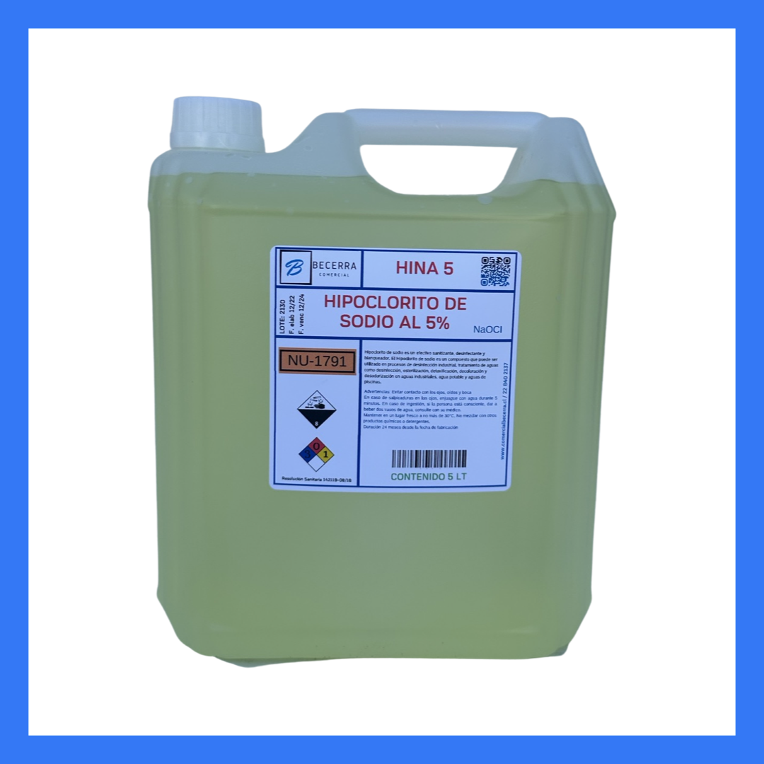 Hipoclorito de Sodio 5% 5 LT